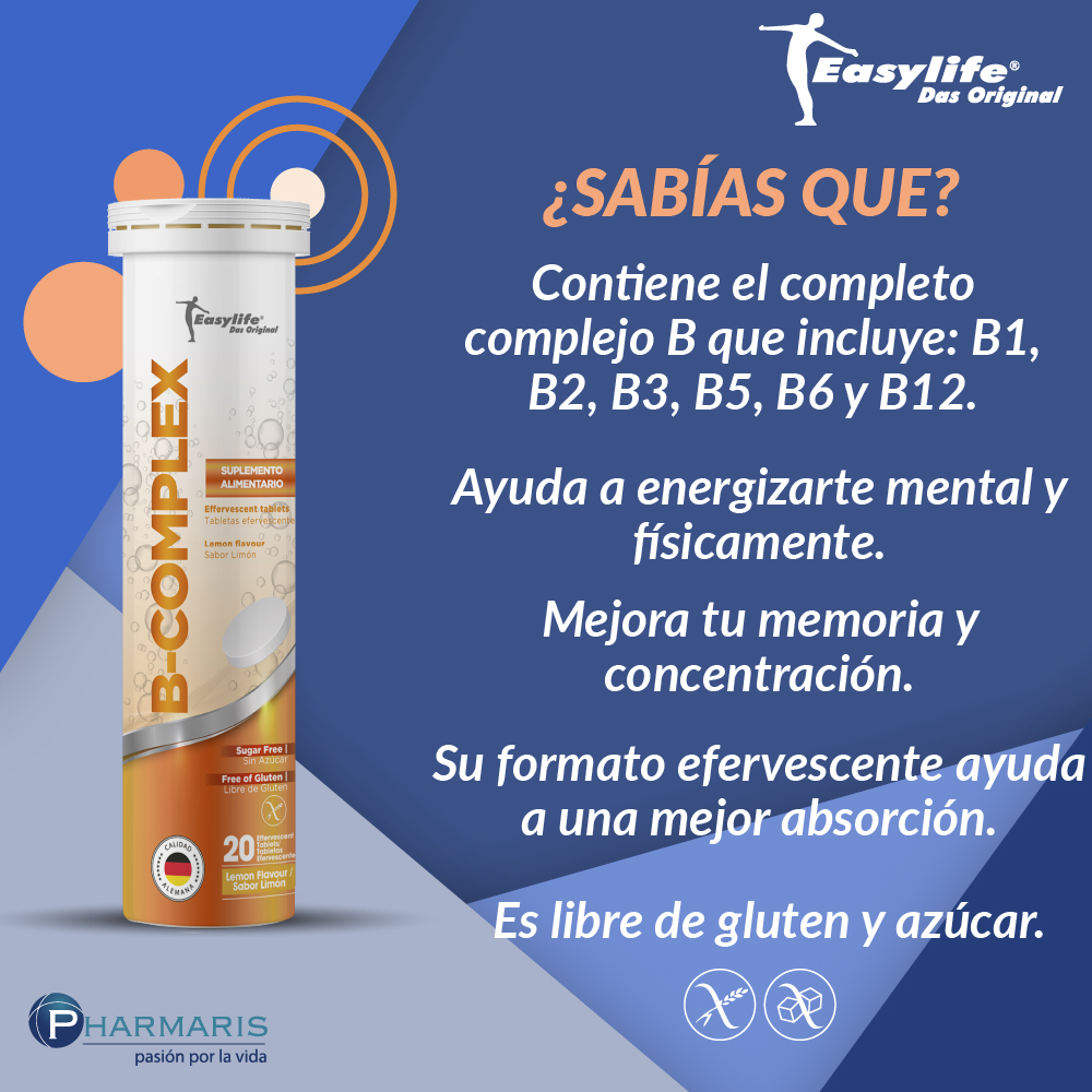 Suplemento B-Complex Limón 20 Tabletas | Cruz Verde