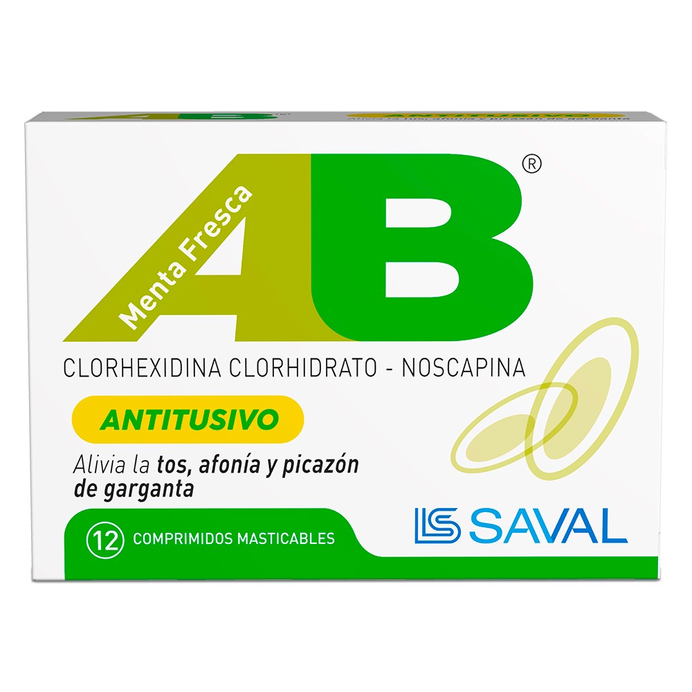 AB Antitusivo Clorhexidina 10 mg 12 Comprimidos Masticable Sabor Menta ...