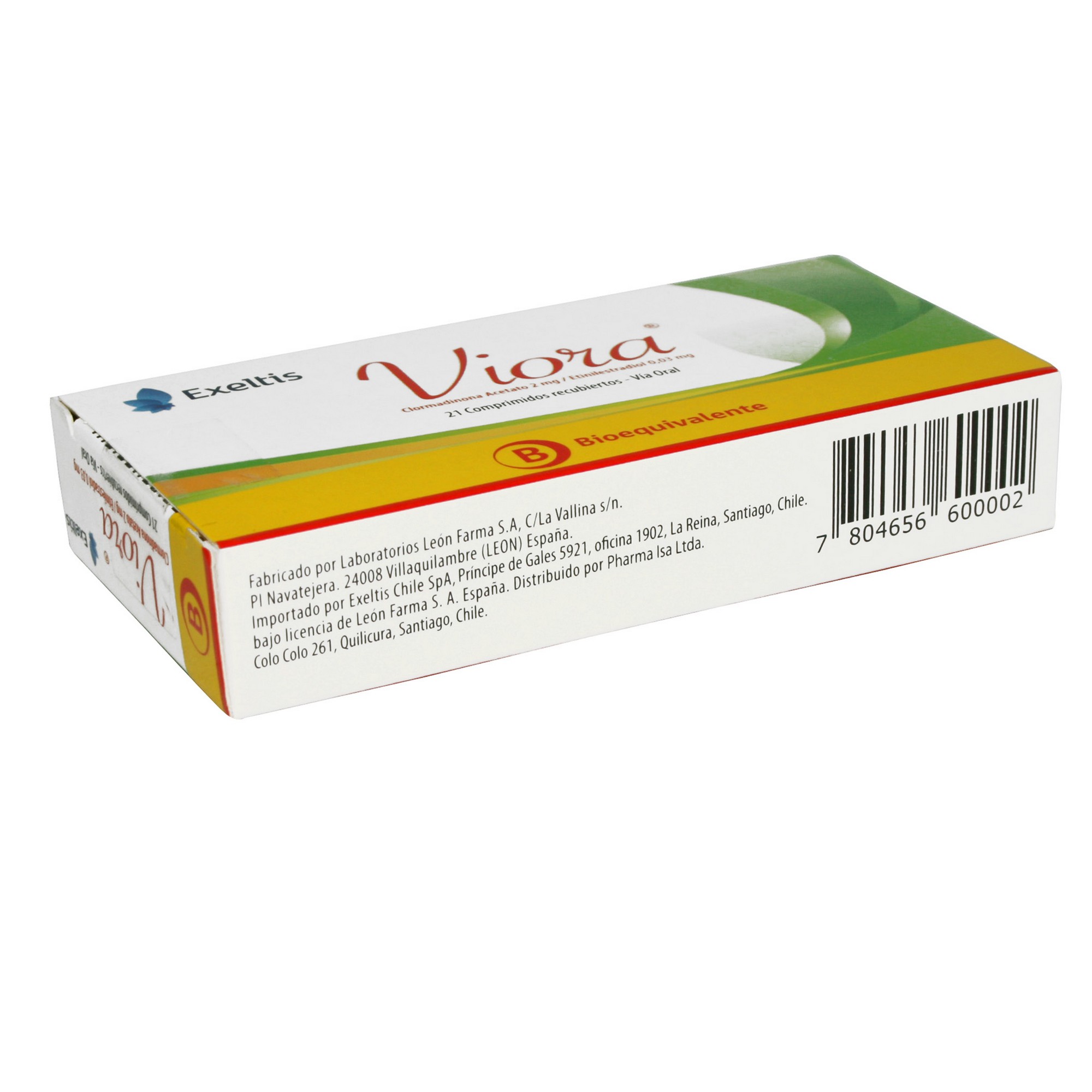 Viora Clormadinona Acetato 2 mg / Etinilestradiol 0,03 mg 21 comprimidos Recubiertos | Farmacias ...