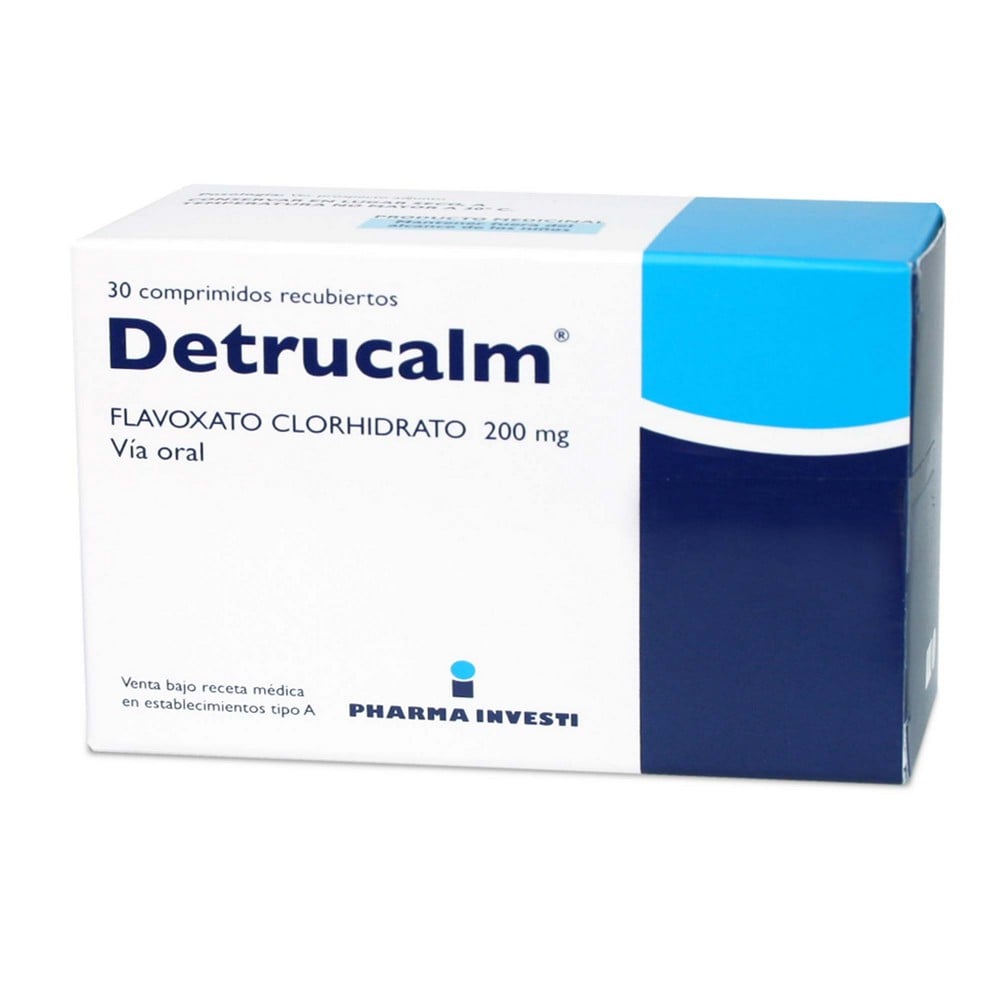 Detrucalm Flavoxato Clorhidrato 200 mg 30 Comprimidos | Cruz Verde