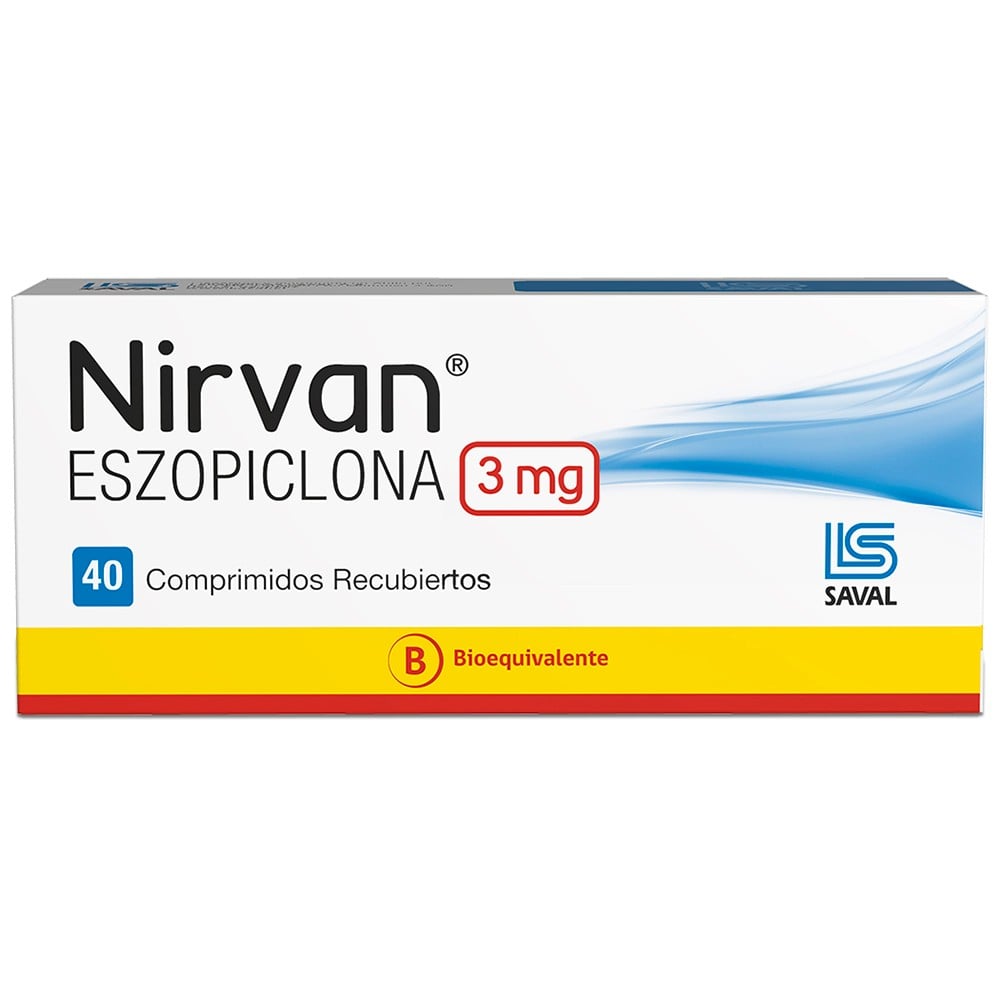 Nirvan Eszopiclona 3 mg 40 Comprimidos - FarmaCompara