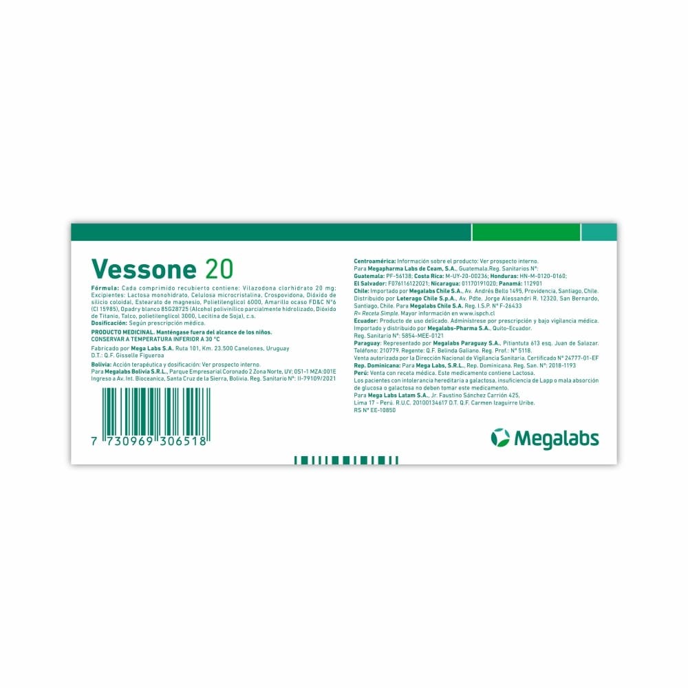 Vessone 20 Mg X 30 Comprimidos Recubiertos | Cruz Verde