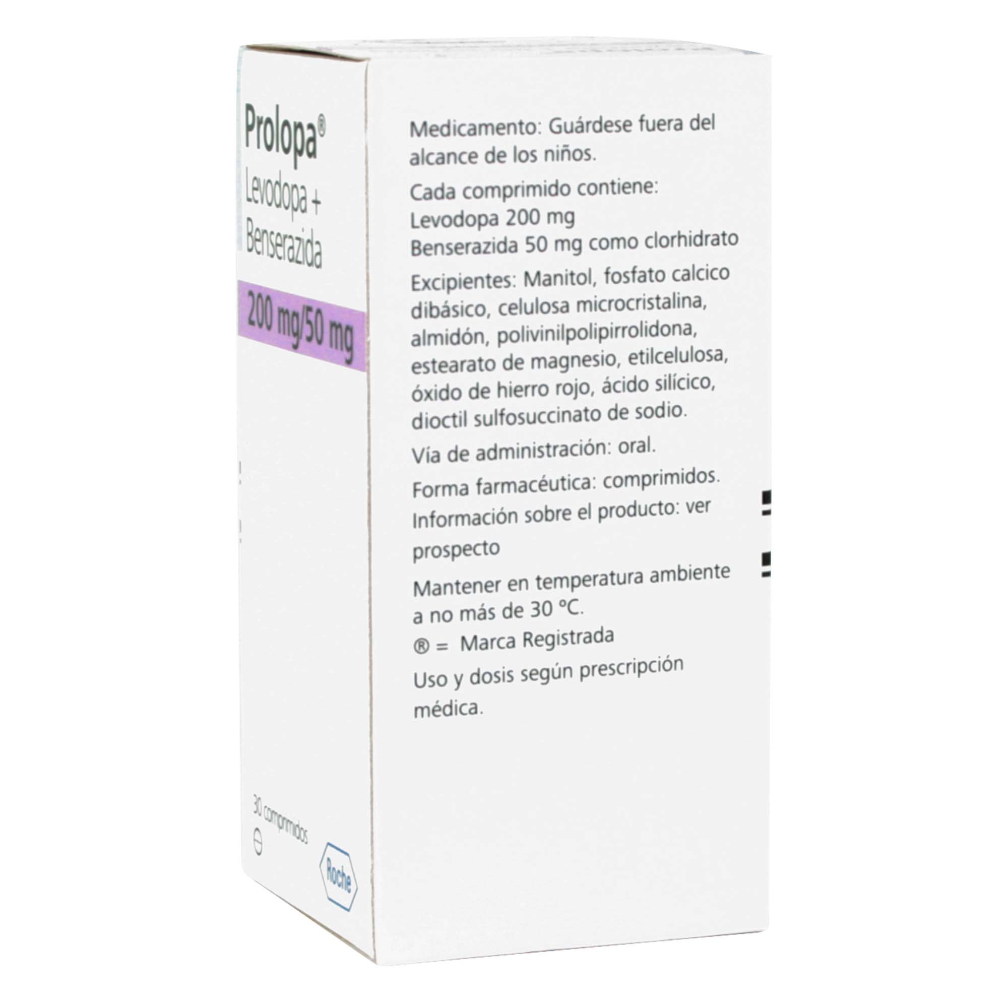Prolopa Levodopa 200 mg 30 Comprimidos Ranurado | Cruz Verde