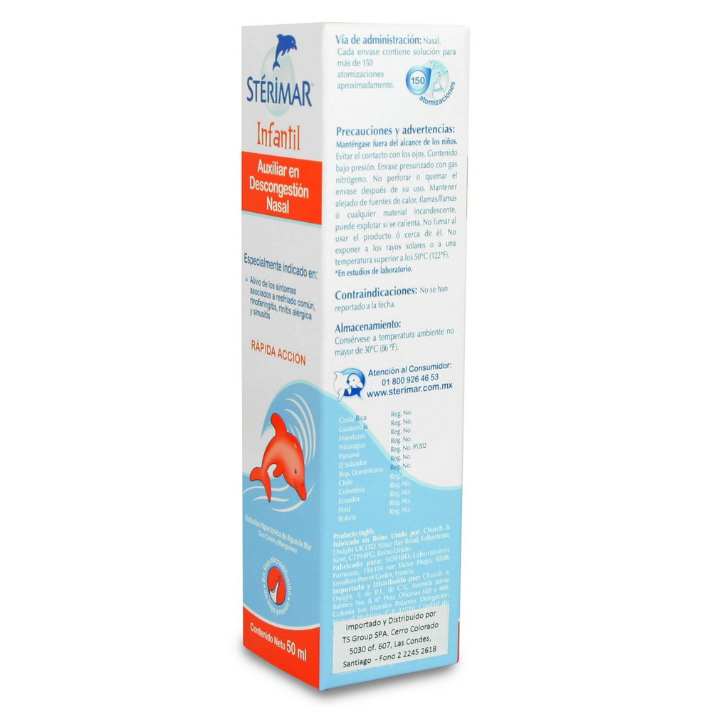 Sterimar Infantil Agua De Mar Hipertonica Spray Nasal 50 mL | Farmacias ...