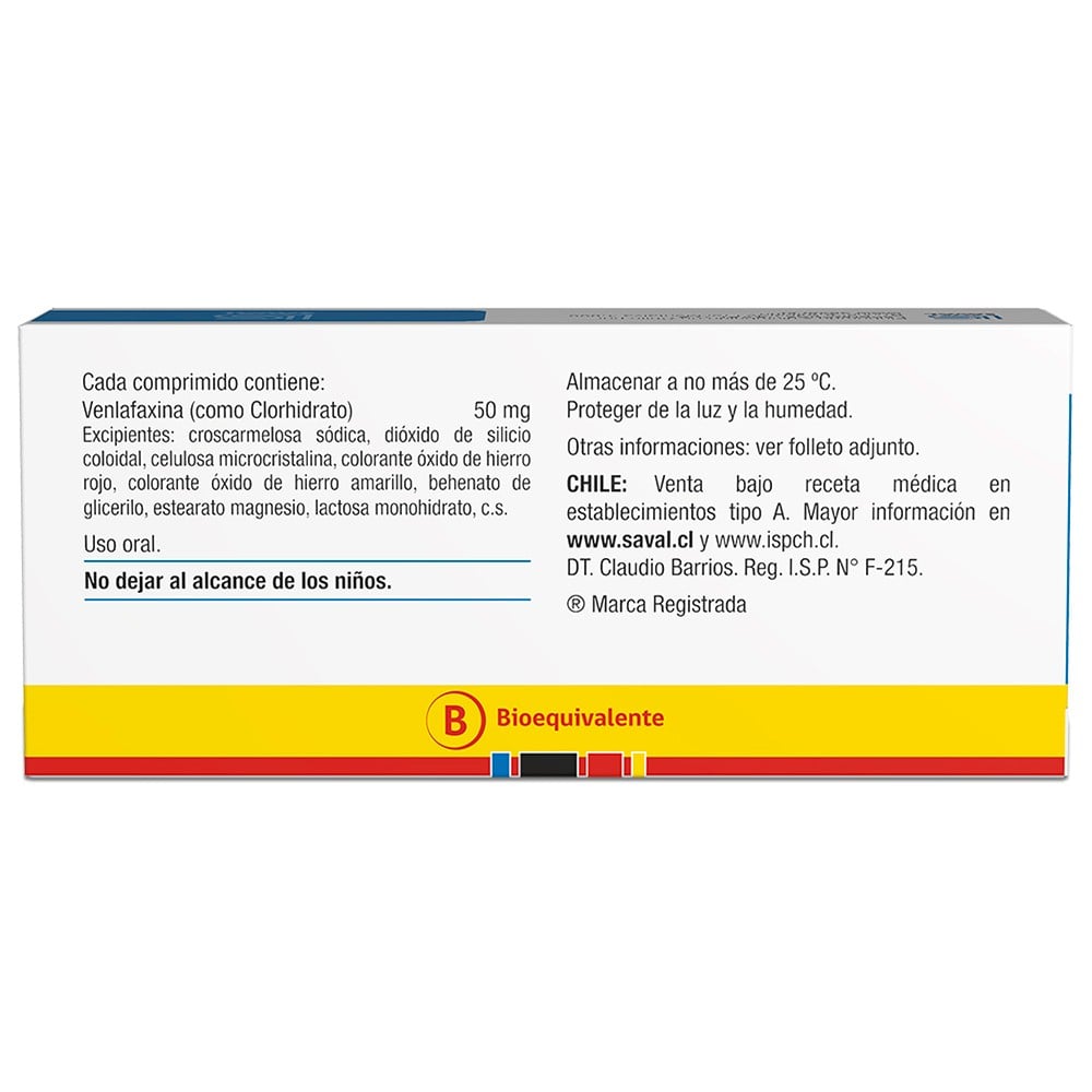 Venlax Venlafaxina 50 mg 30 Comprimidos | Cruz Verde