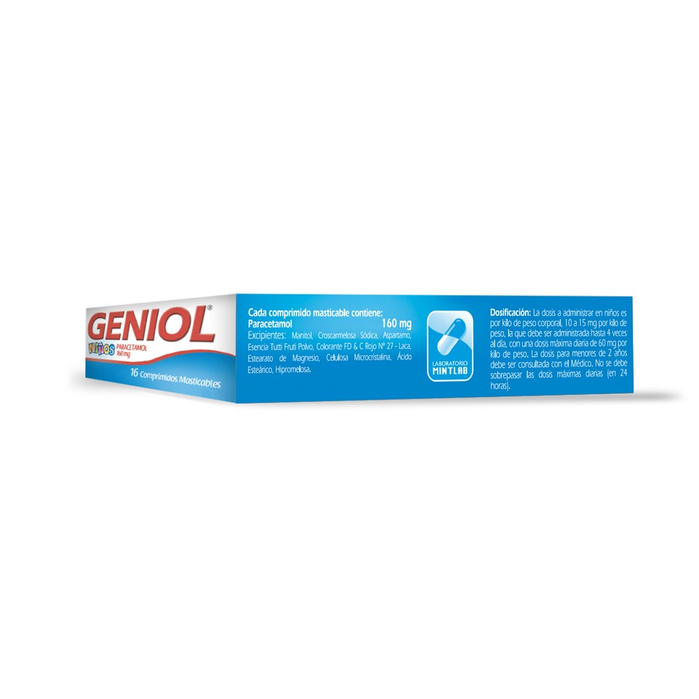 Geniol Niños Paracetamol 160 mg 16 Comprimidos Masticables | Cruz Verde