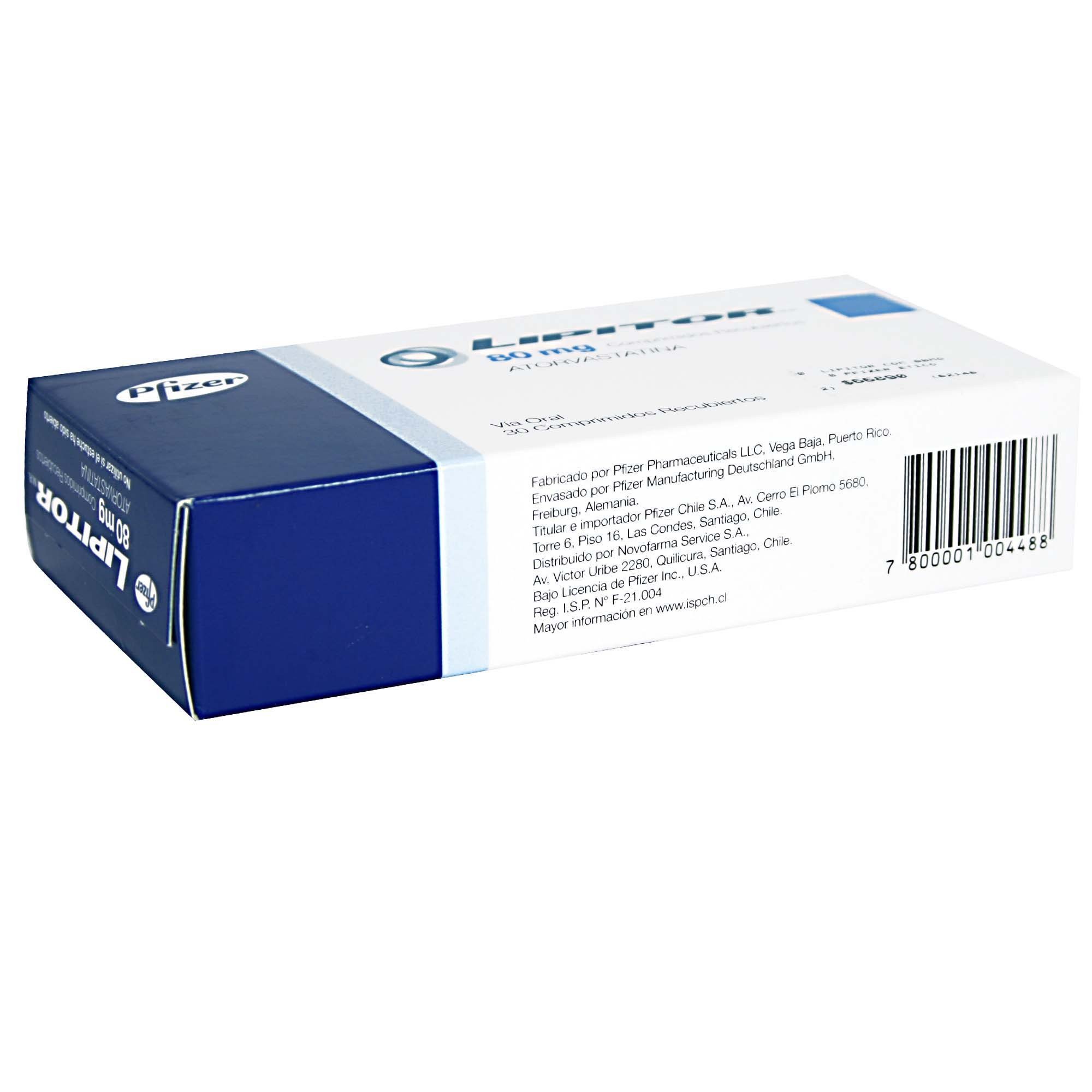 Lipitor Atorvastatina 80 mg 30 Comprimidos Recubiertos | Cruz Verde
