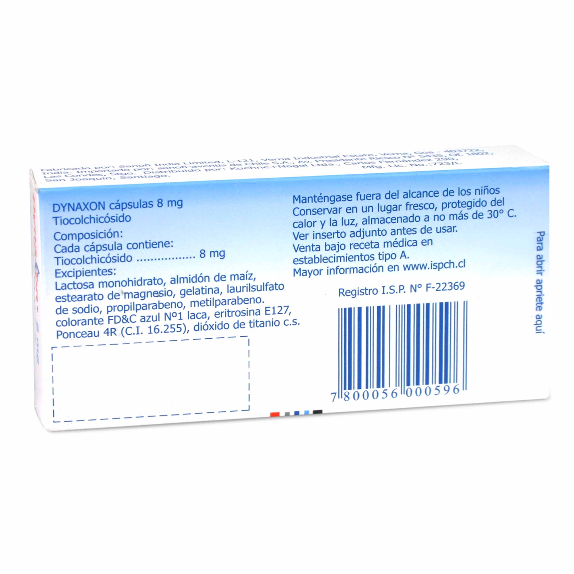 Dynaxon Tiocolchicosido 8 mg 10 Cápsulas | Cruz Verde