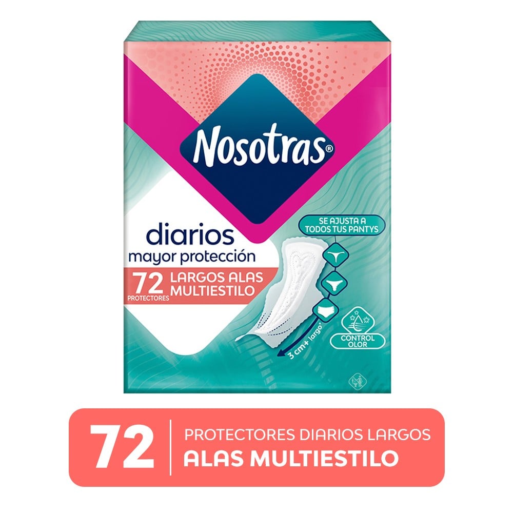 Protectores Diarios Largos con Alas Multiestilo 72 unidades | Cruz Verde