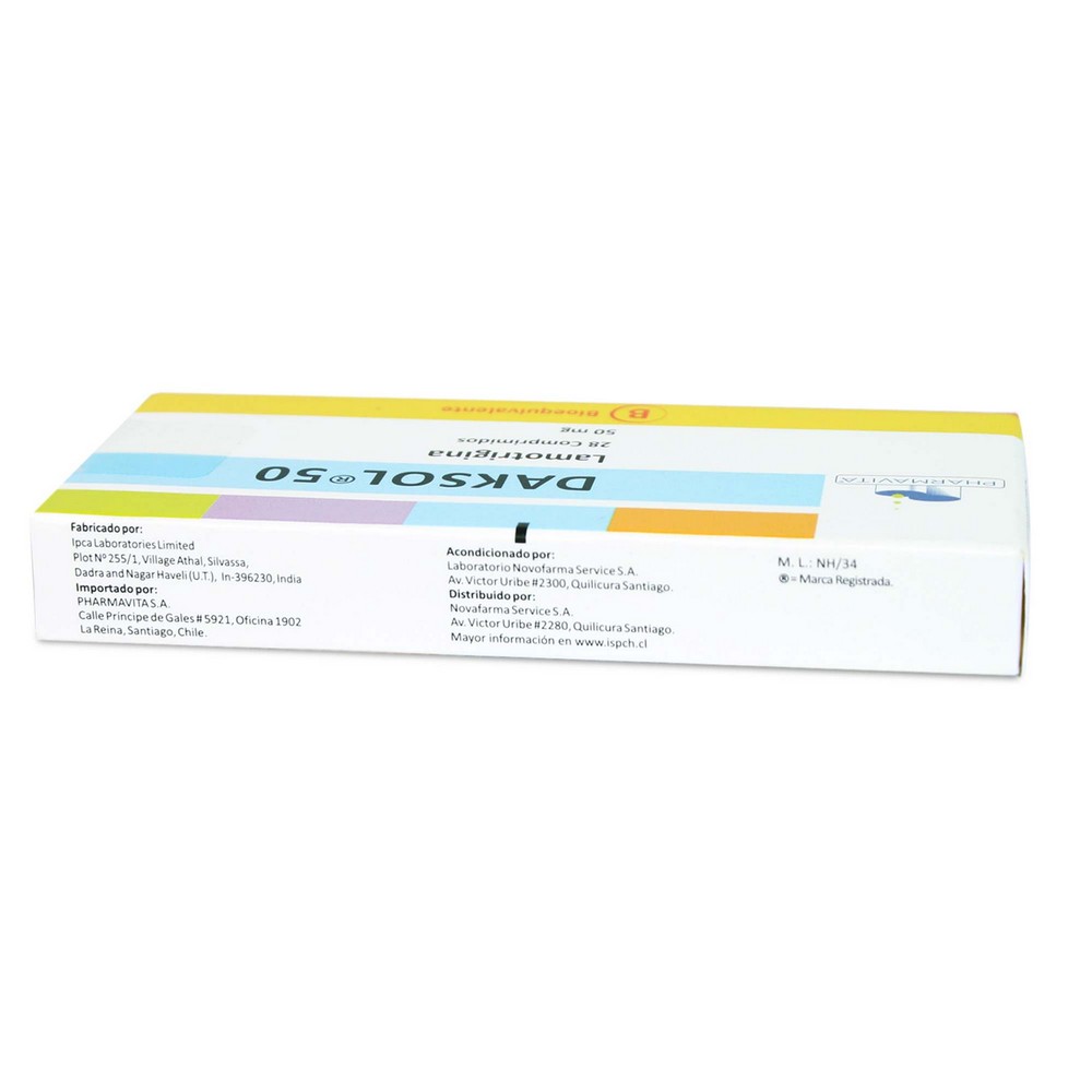Daksol 50 Lamotrigina 50 mg 28 Comprimidos | Cruz Verde