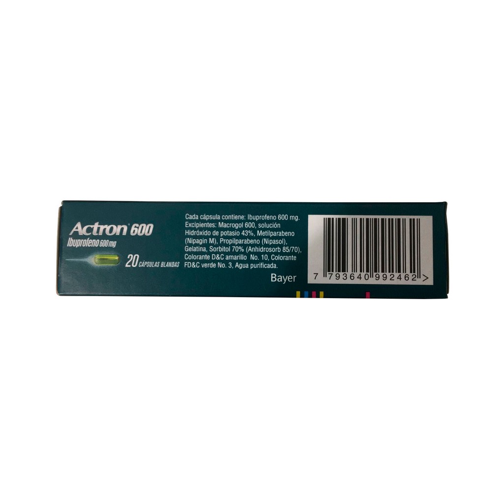 Actron 600 Ibuprofeno 600 mg 20 Cápsulas Blandas | Cruz Verde