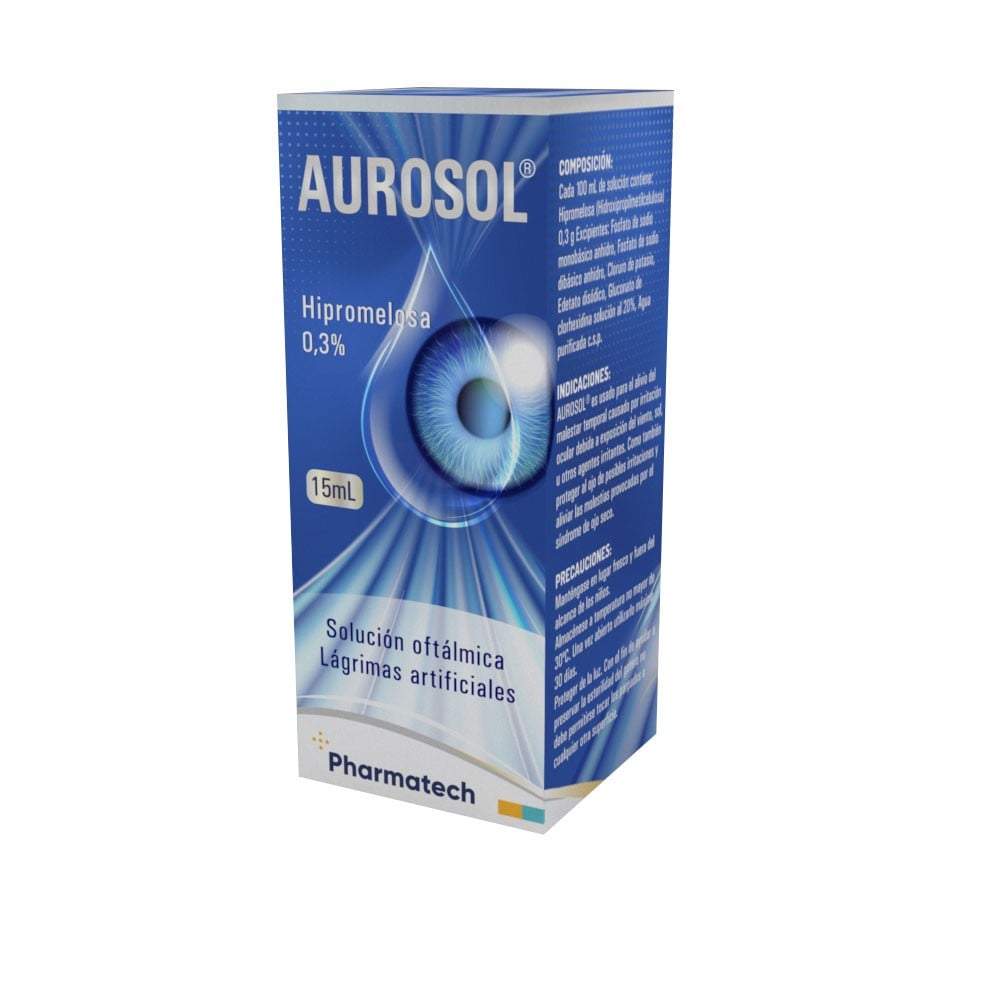 Aurosol Solucion Oftalmica Hipromelosa 0,3°/ Lagrimas Artificiales 15 ml | Cruz Verde