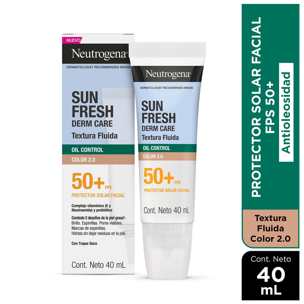 Protector Solar Facial Neutrogena Sun Fresh Oil Control Fluido Color 2. ...