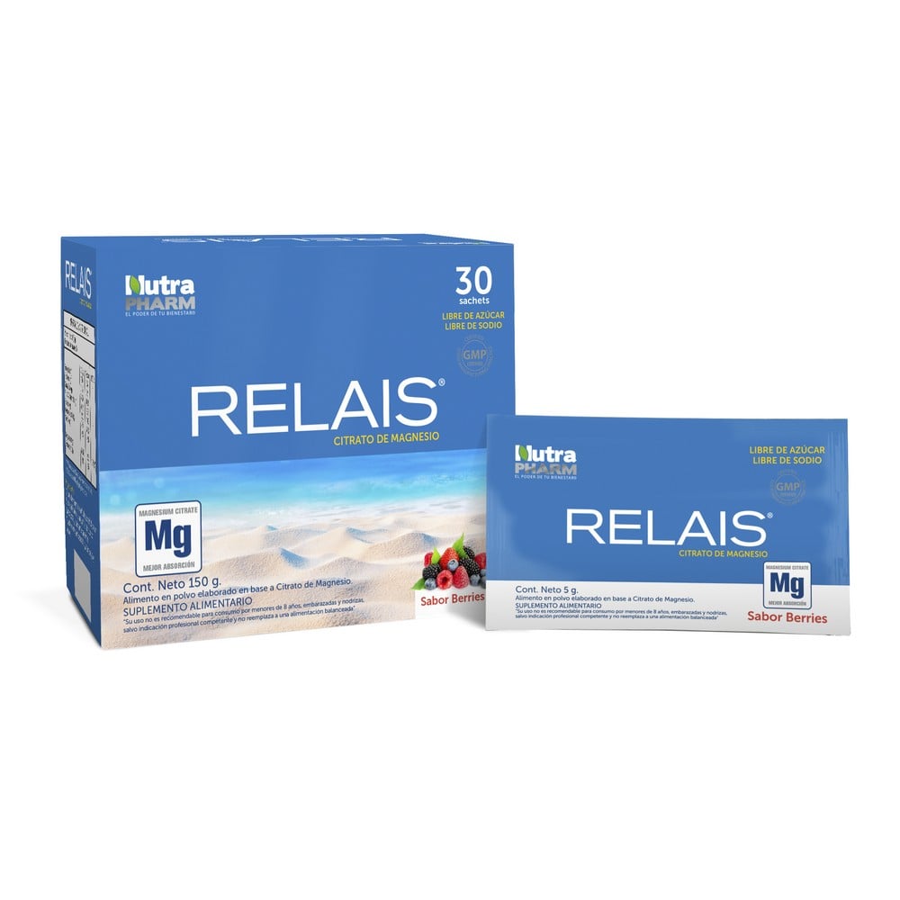 Relais Citrato De Magnesio En Polvo Sabor Berries 5 g 30 Sachets | Cruz Verde