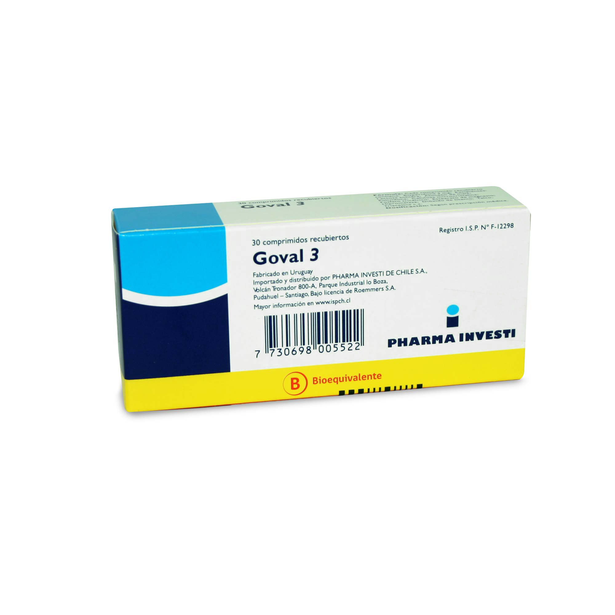 Goval Risperidona 3 mg 30 Comprimidos | Cruz Verde