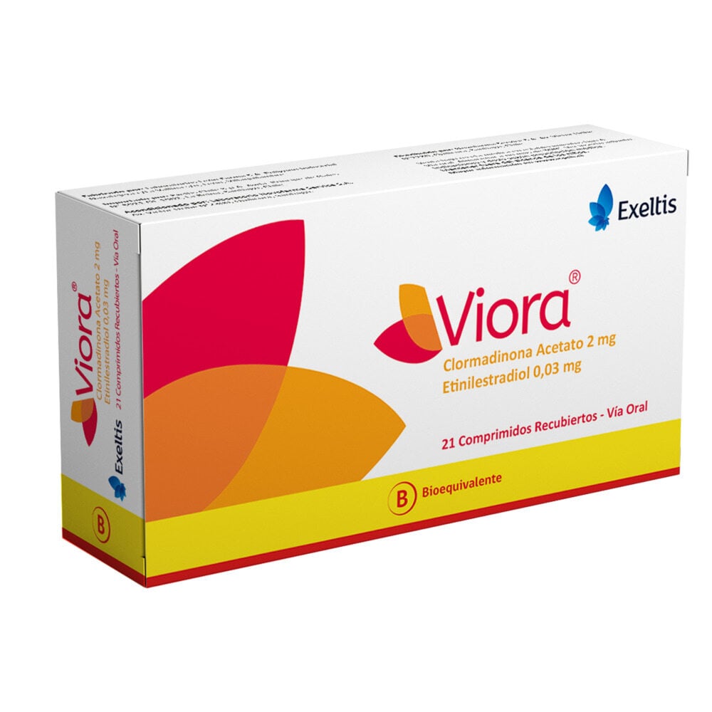 Viora Clormadinona Acetato 2 mg / Etinilestradiol 0,03 mg 21 comprimidos Recubiertos | Farmacias ...