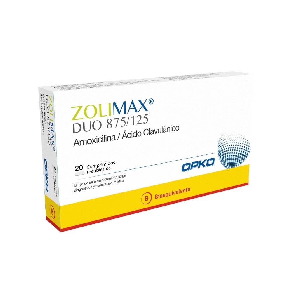 Zolimax Duo 875/125 Amoxicilina 875 mg 20 Comprimidos | Cruz Verde