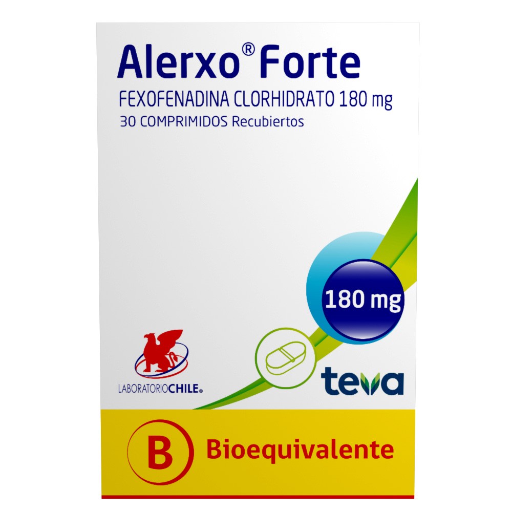 Alerxo Forte Fexofenadina Clorhidrato 180 mg 30 Comprimidos Recubiertos ...