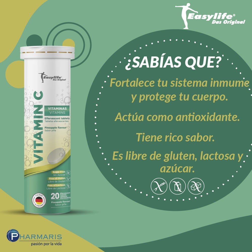Vitamin C Sabor Piña 1000 mg 20 Tabletas Efervescentes | Cruz Verde