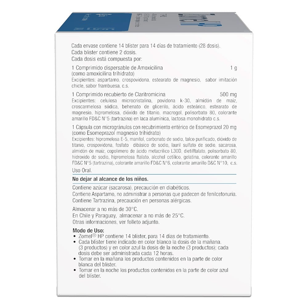 Zomel HP Triterapia Amoxicilina 1 GR Comprimido 28 Dosis | Cruz Verde