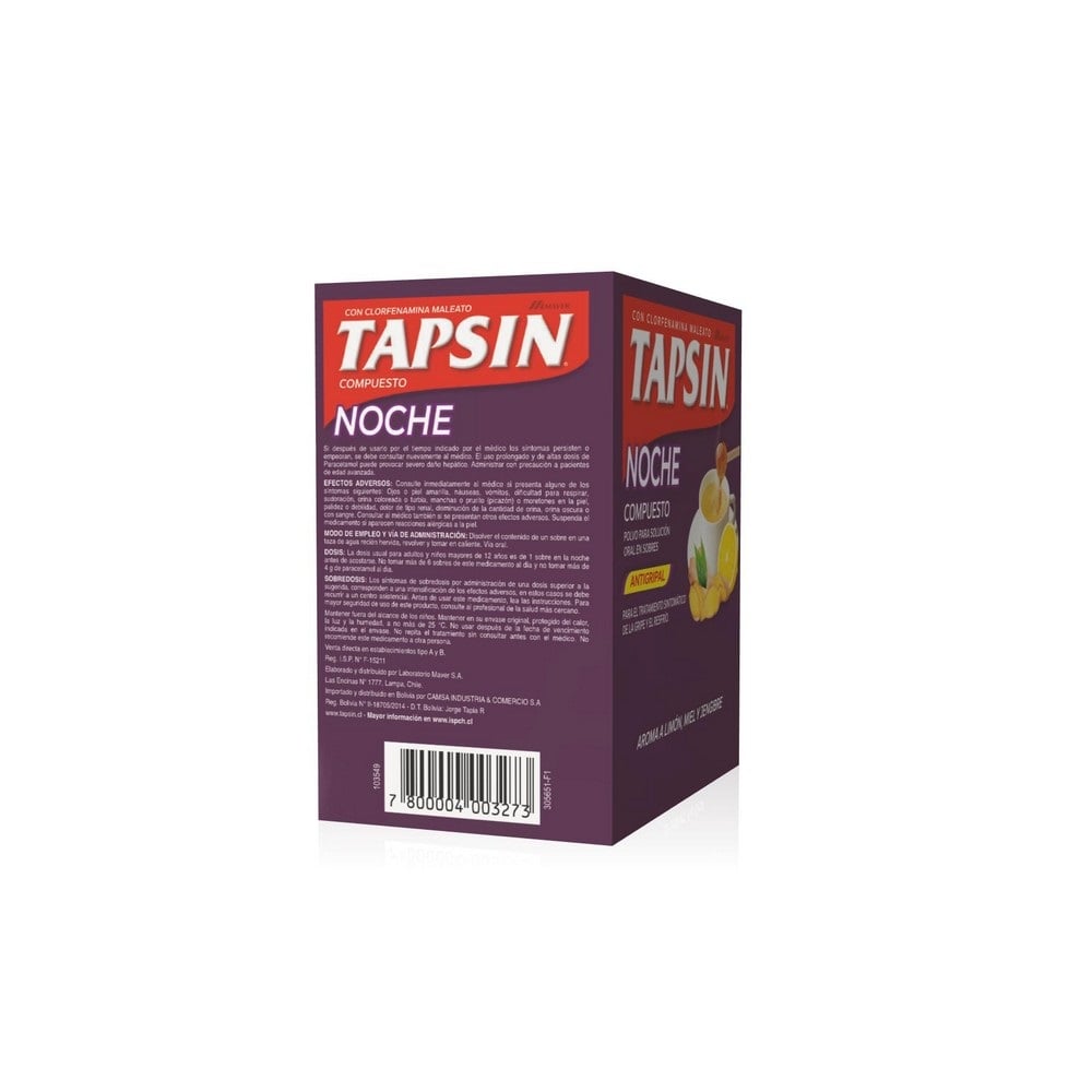 Tapsin Noche Compuesto Antigripal Paracetamol 400 mg Noscapina 10 mg ...