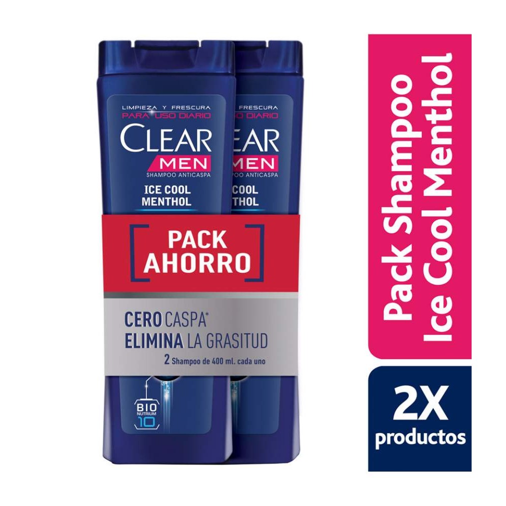 Pack Shampoo Anticaspa Ice Cool Menthol de 400 mL x 2