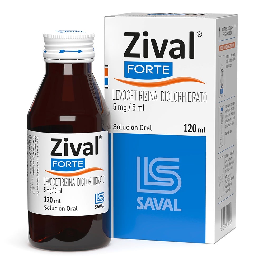 Zival Forte Jarabe Levocetirizina Diclorhidrato 5 mg / 120 ml | Cruz Verde