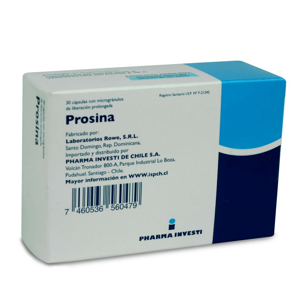 Prosina Tamsulosina 0,4 mg 30 Cápsulas Liberación Prolongada | Cruz Verde