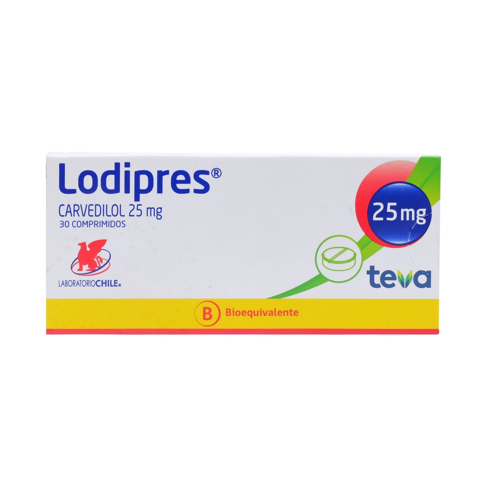 Lodipres Carvedilol 25 mg 30 Comprimidos | Cruz Verde