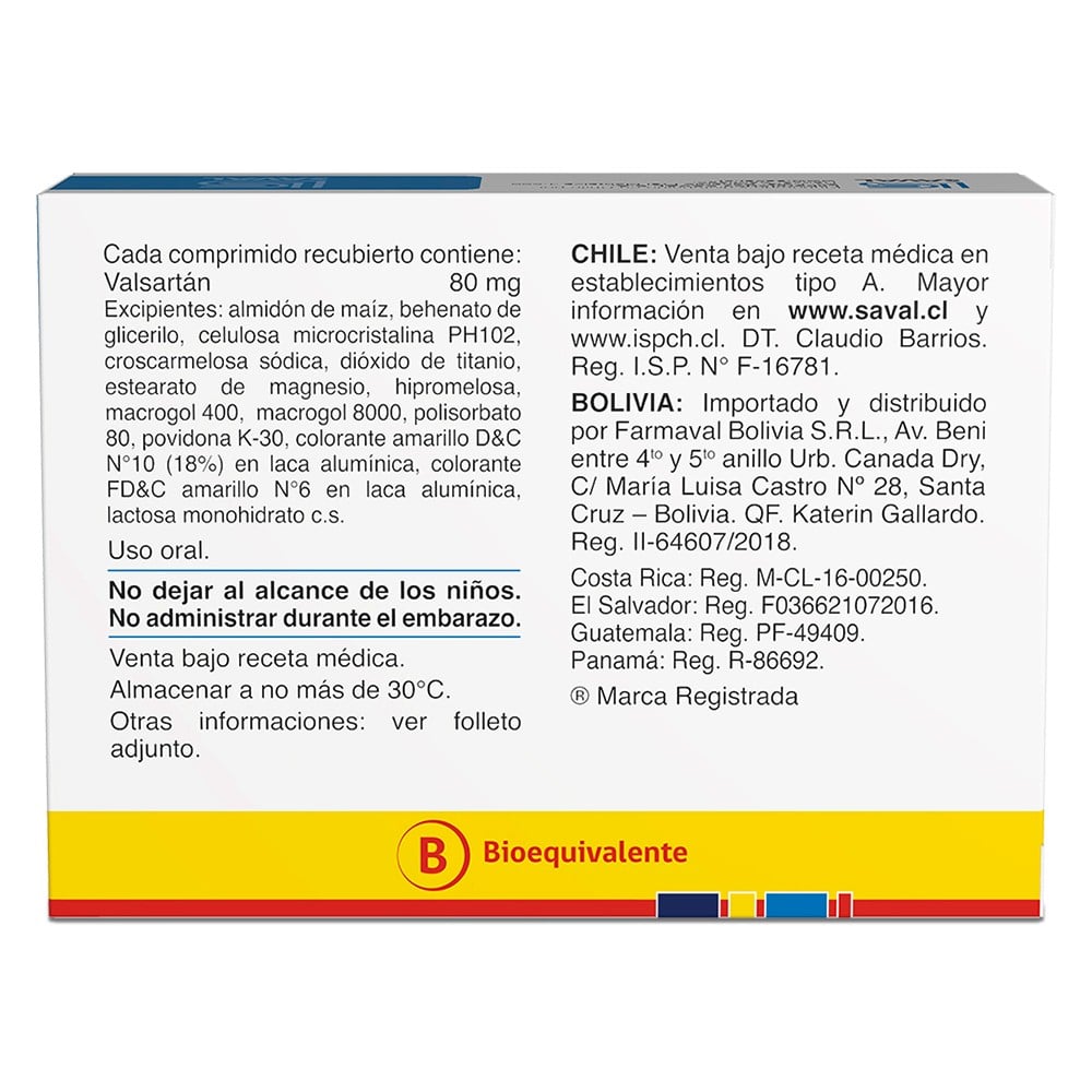 Valax Valsartán 80 mg 30 Comprimidos Recubiertos | Cruz Verde