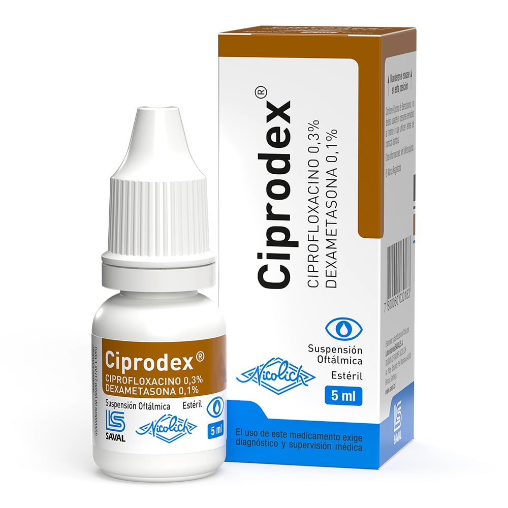 Ciprodex Ciprofloxacino 0,1% Solución Oftálmica 5 mL