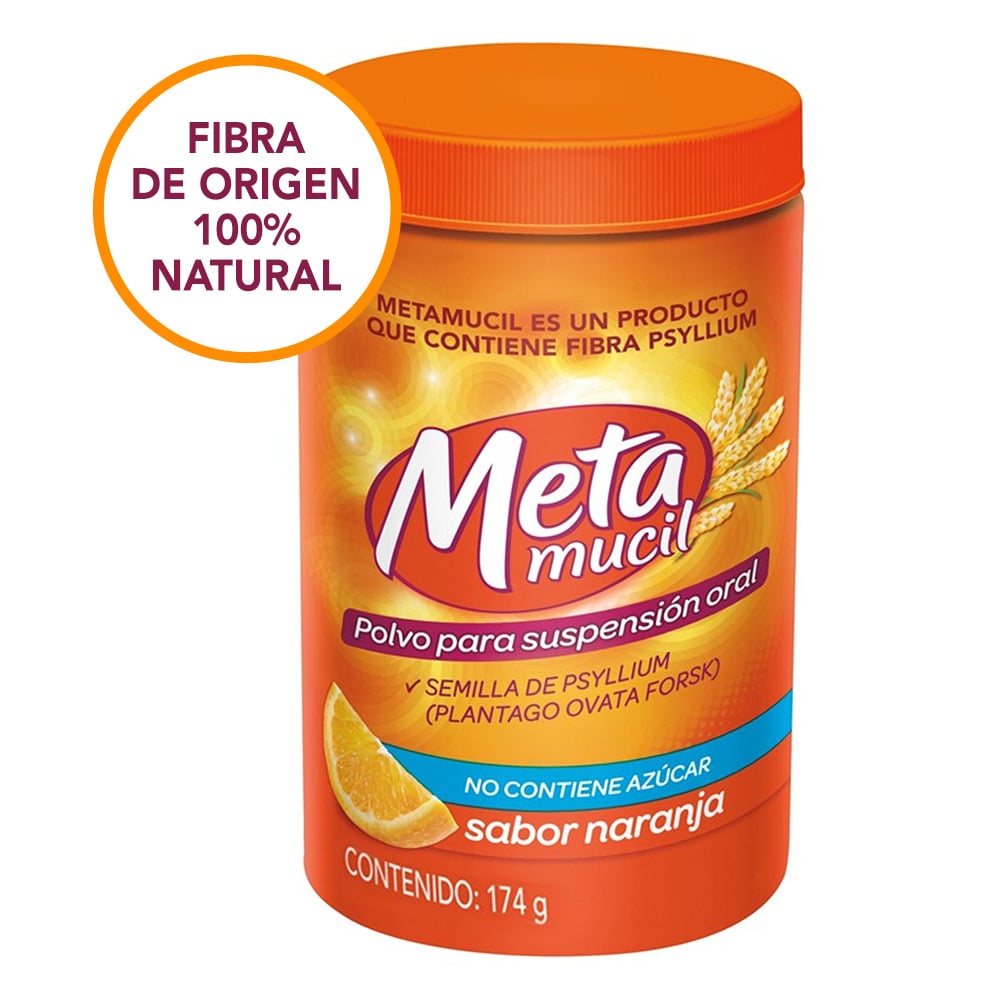 Metamucil Fibra Natural Soluble Sabor Naranja 174 gr - FarmaCompara