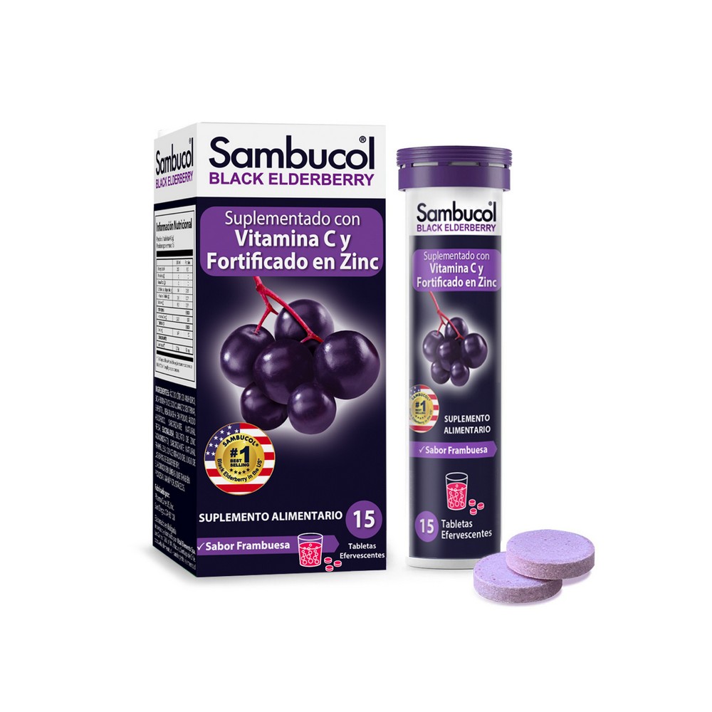 Sambucol Tabletas efervescente Vitamina C 60 mg Zinc 7,5 mg 15 Tabletas ...