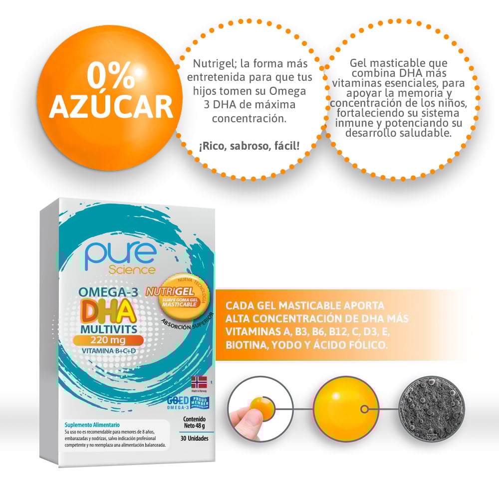 PureScience DHA Nutrigel · Suplemento Omega 3 | Cruz Verde | Cruz Verde