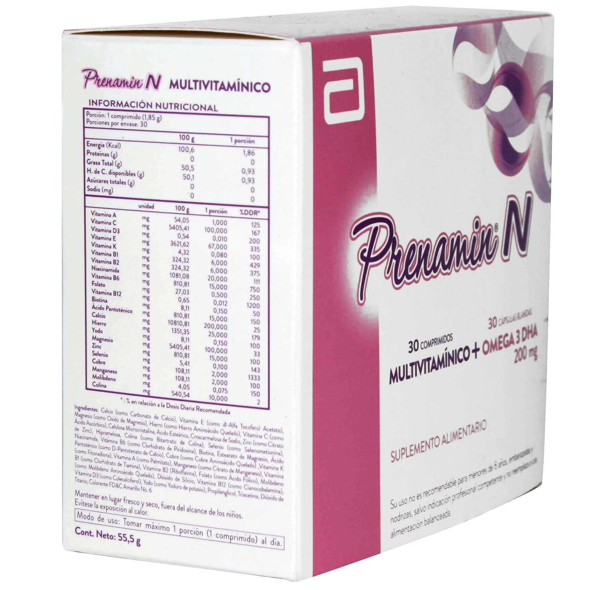 Prenamin N Doble Acción Vitaminas 400 UI 30 Comprimidos + 30 Cápsulas ...