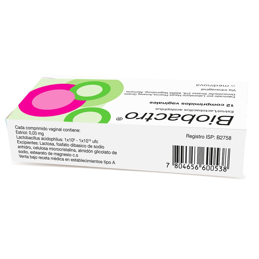 Biobactro Estriol/Lactobacillus acidophilus 12 Comprimidos Vaginales ...
